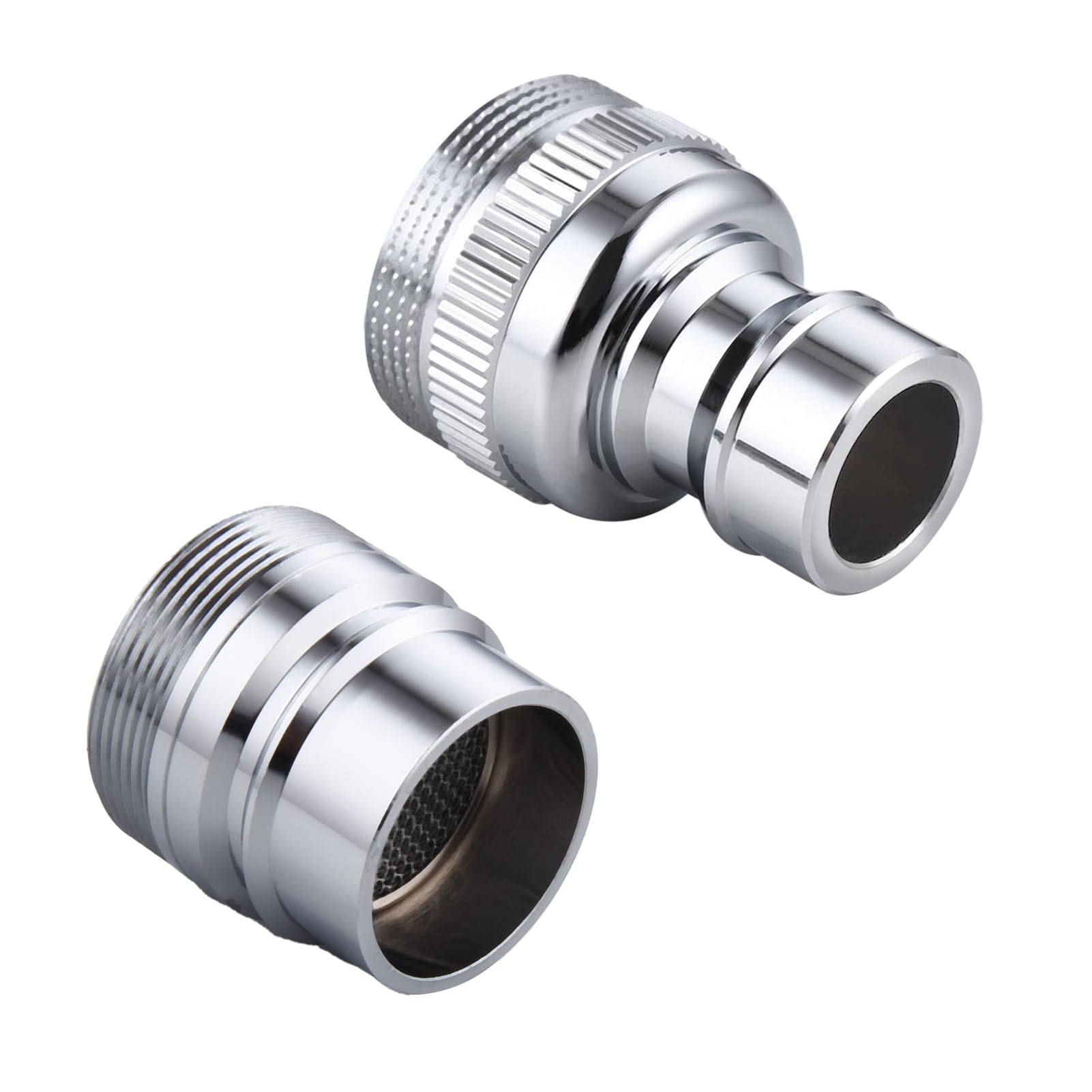 LUOFANT Dishwasher Faucet Adapter with Aerator, Sink Faucet Adapter for Portable Washer, Dishwasher Snap Connection, 15/16-27 Male Outside and 55/64-27 Female Inside,Chrome