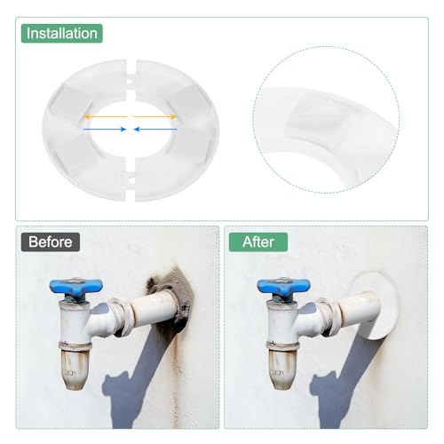 M METERXITY 2-Pack Wall Split Flange, for 0.8 Inch/20mm OD Pipe ABS Escutcheon Plate Round Self-Adhesive Plumbing Cover Plates for Water Pipe/Faucet [White]