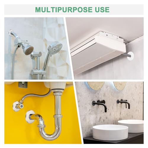 M METERXITY 2-Pack Wall Split Flange, for 0.8 Inch/20mm OD Pipe ABS Escutcheon Plate Round Self-Adhesive Plumbing Cover Plates for Water Pipe/Faucet [White]