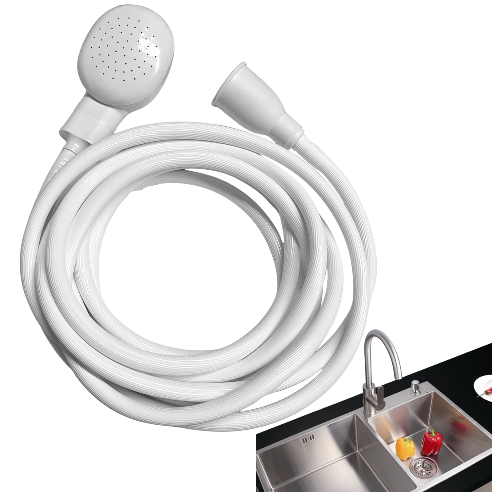 16.4FT Sink Spray Hose,Portable Sink Hose Faucet Sprayer, Shampoo Sprayer Handheld Hose Faucet Shower Head Spray for Bathing Baby,Pets,Washing Hair,Rinsing Vegetables