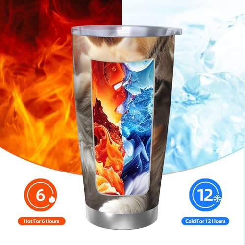 GDSHJKLW Cat Kiss Tumbler With Lid And Straw 20oz Stainless Steel Leakproof Travel Coffee Mug Double Wall Insulated Cup Gifts For Women Home Office