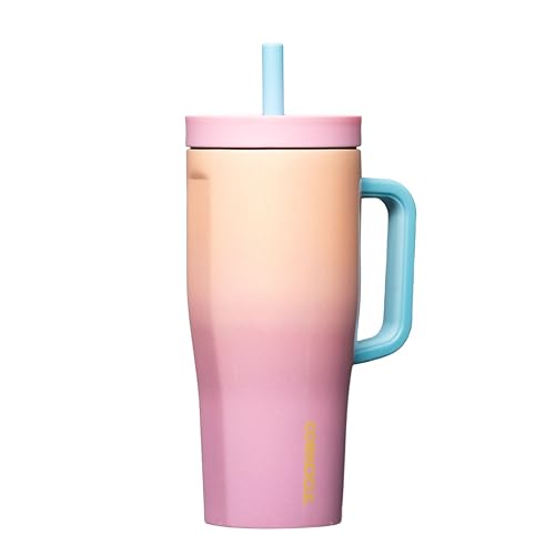 Corkcicle Cruiser Insulated Tumbler with Handle & Straw, Lover, 22 oz – 100% Leakproof Cupholder Friendly Water Bottle Keeps Drinks Cold 20hrs