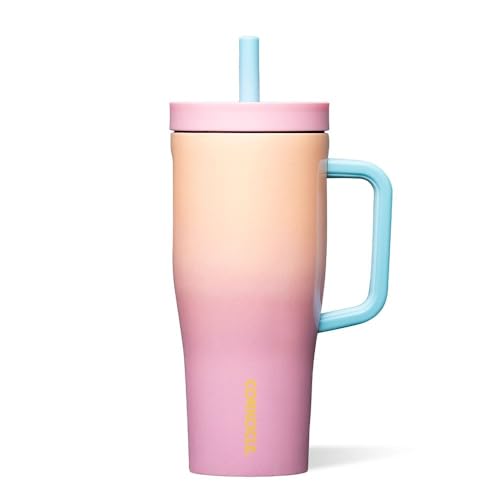 Corkcicle Cruiser Insulated Tumbler with Handle & Straw, Lover, 22 oz – 100% Leakproof Cupholder Friendly Water Bottle Keeps Drinks Cold 20hrs