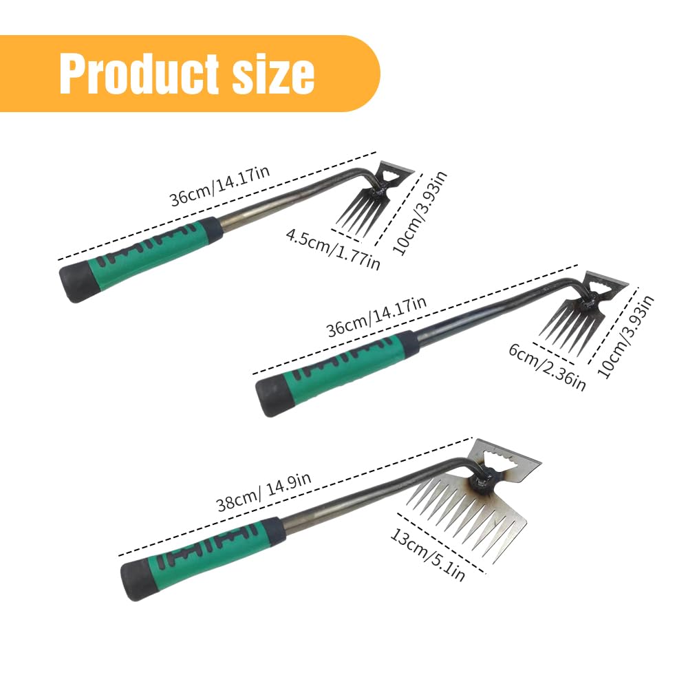 XieJY Gardening Hand Weeder Tools, 2025 New Weeding Artifact Uprooting Weeding Tool Manganese Steel Weed Puller, Dual Purpose Weeder Manual Weed Tool for Lawn and Garden (5 Tines)