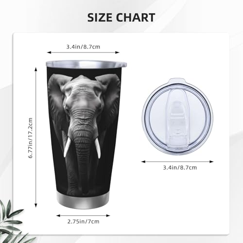 Groamaup 20oz Elephant Stainless Steel Insulated Tumbler with Lid and 3pcs Straw Sets, African Car Cup for Cold and Hot Drinks, Coffee Mug for Travel Office and Home Use