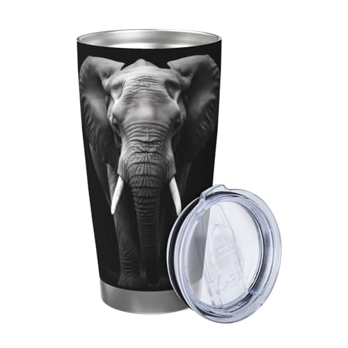 Groamaup 20oz Elephant Stainless Steel Insulated Tumbler with Lid and 3pcs Straw Sets, African Car Cup for Cold and Hot Drinks, Coffee Mug for Travel Office and Home Use