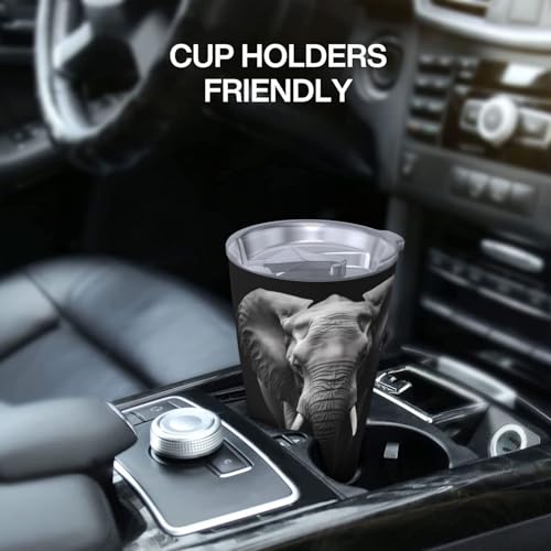 Groamaup 20oz Elephant Stainless Steel Insulated Tumbler with Lid and 3pcs Straw Sets, African Car Cup for Cold and Hot Drinks, Coffee Mug for Travel Office and Home Use