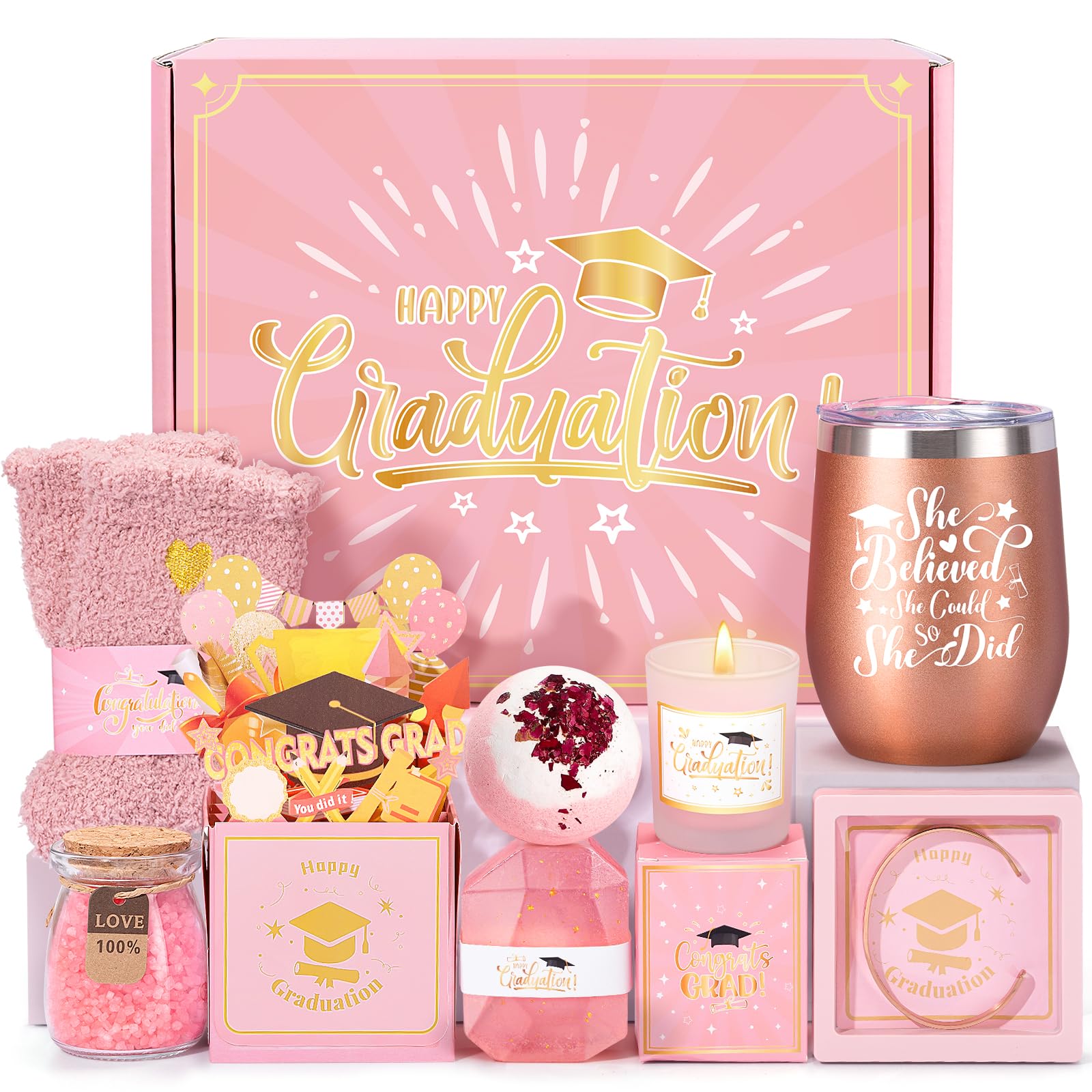 2025 Graduation Gifts for Her,Him,Graduation Gifts for Women,Funny kindergarten,Preschool College Gift Box,High School,Masters Degree Gift Set for Friend,Daughter,Son,Nieces(Golden)