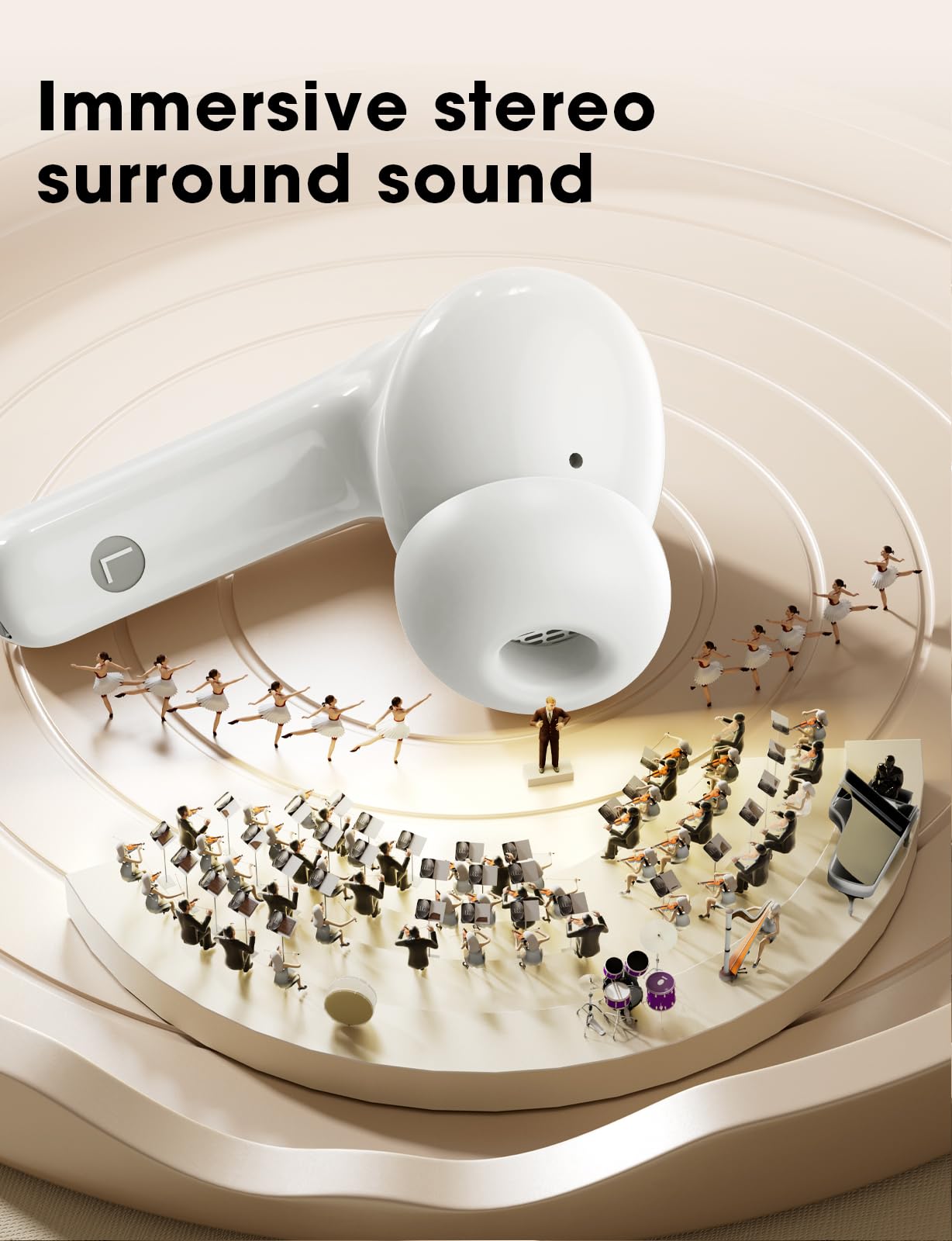 ZZU Wireless Earbuds, 2025 Ear Buds with Big Bass Stereo Sound, Lightweight Bluetooth Earbuds with 48 Hours Playtime, in-Ear Fit Earphones, IPX7, Hands-Free Calls with AI for iPhone, Android, Pad