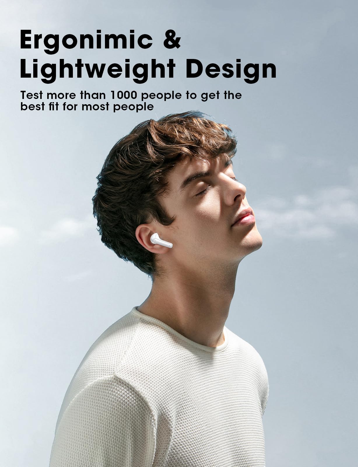 ZZU Wireless Earbuds, 2025 Ear Buds with Big Bass Stereo Sound, Lightweight Bluetooth Earbuds with 48 Hours Playtime, in-Ear Fit Earphones, IPX7, Hands-Free Calls with AI for iPhone, Android, Pad