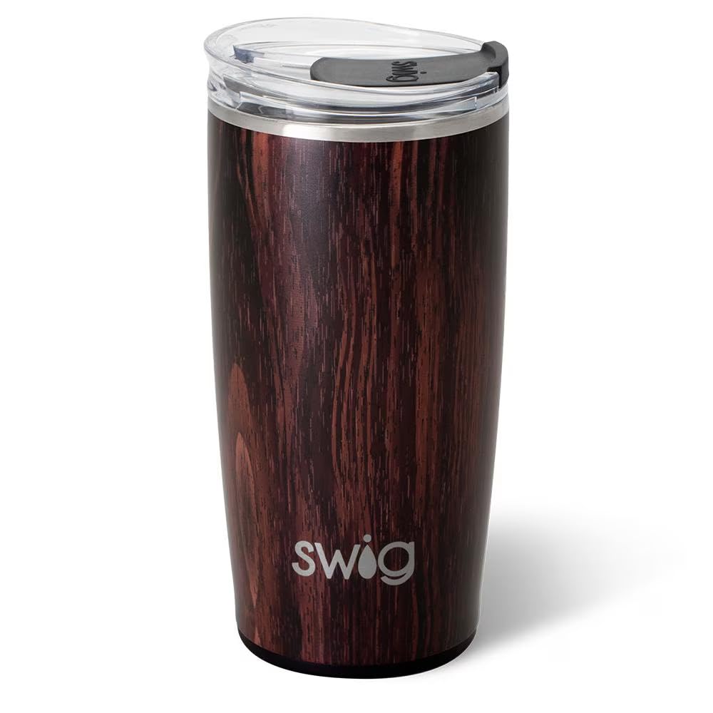 Swig Life 22oz Triple Insulated Highball Tumbler with Lid, Dishwasher Safe, Double Wall, and Vacuum Sealed Travel Coffee Mug Tumbler in Bourbon Barrel