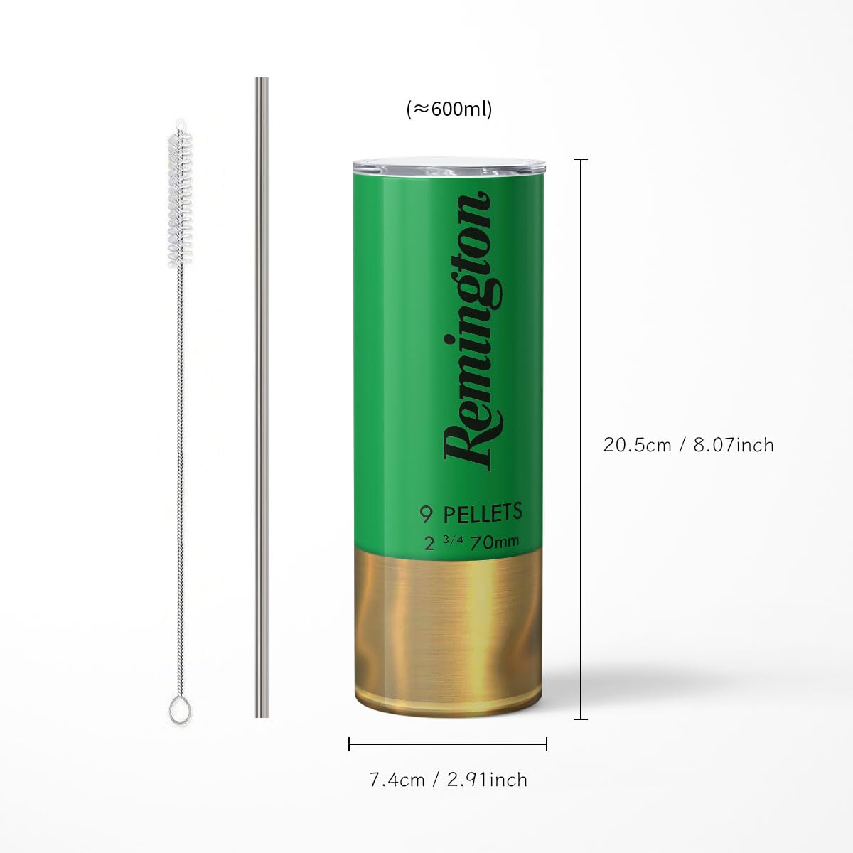 20oz Tumbler Gift for Men Shotgun Shell Style Insulated Skinny Tumblers Cup Coffee Mug with Lid Creativity Gift 20oz Reusable Stainless Steel Water Bottle for Hot & Cold Drinks Tea Cup