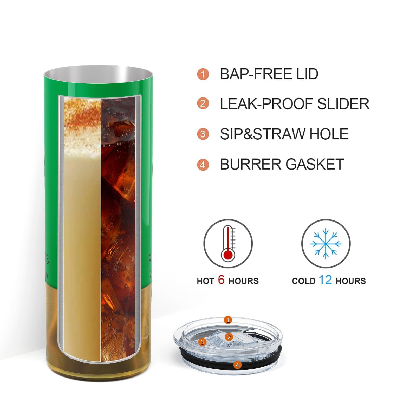 20oz Tumbler Gift for Men Shotgun Shell Style Insulated Skinny Tumblers Cup Coffee Mug with Lid Creativity Gift 20oz Reusable Stainless Steel Water Bottle for Hot & Cold Drinks Tea Cup