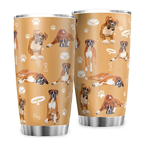 WmhrYpzhL Boxer Travel Mug Dog Coffee Cup Stainless Steel Insulation Tumbler with Lid For Ice Drinks&Hot Beverage Gifts Boxer