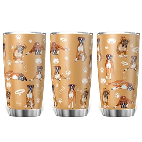 WmhrYpzhL Boxer Travel Mug Dog Coffee Cup Stainless Steel Insulation Tumbler with Lid For Ice Drinks&Hot Beverage Gifts Boxer
