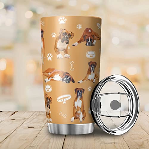 WmhrYpzhL Boxer Travel Mug Dog Coffee Cup Stainless Steel Insulation Tumbler with Lid For Ice Drinks&Hot Beverage Gifts Boxer