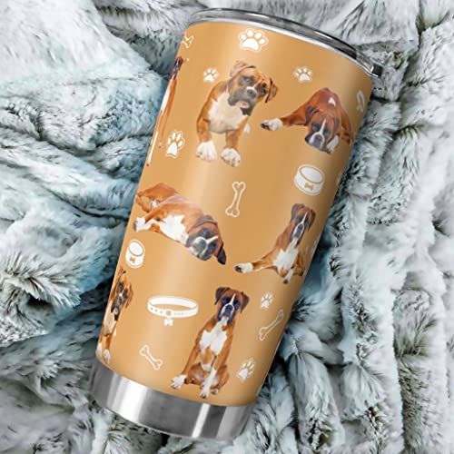 WmhrYpzhL Boxer Travel Mug Dog Coffee Cup Stainless Steel Insulation Tumbler with Lid For Ice Drinks&Hot Beverage Gifts Boxer