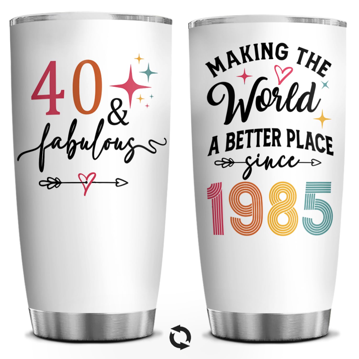 40Th Birthday 20 Oz Tumbler For Women, 40 And Fabulous Cup, 1985 Birthday Decorations - Forty Years Old Gifts For Lady, Mom, Aunt, Grandma, Wife, Sister - Funny 40-Year-Old Gift & Birthday Decoration