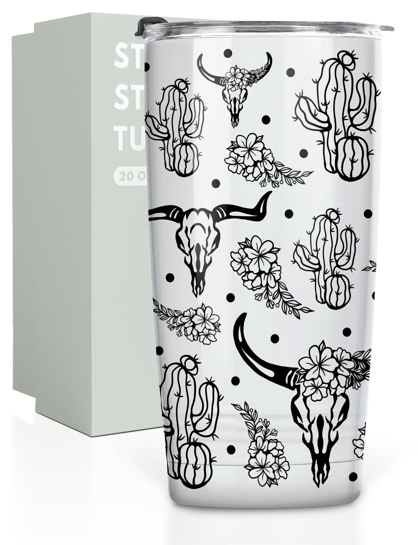 Onebttl Texas Gifts Western Gifts for Women, Texas Cow Girls Gift, 20oz Stainless Steel Tumbler with Lid Straw, Perfect for Christmas