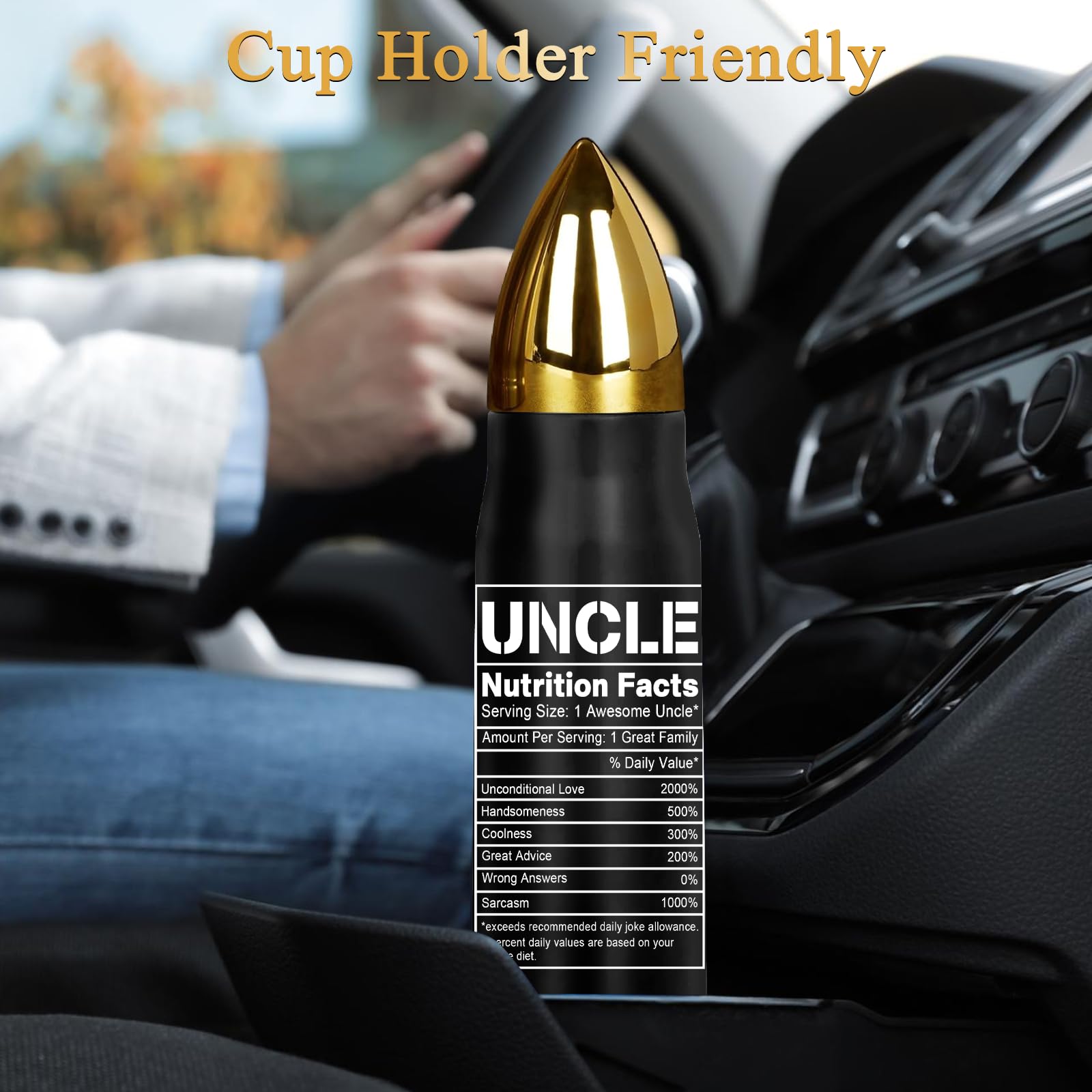 RHONGE Uncle Gifts, Best Uncle Ever Tumbler With Lid 17 Oz, Uncles Birthday Gift From Niece Nephew, Father's Day Present, Bullet Insulated Cup, Travel Cup