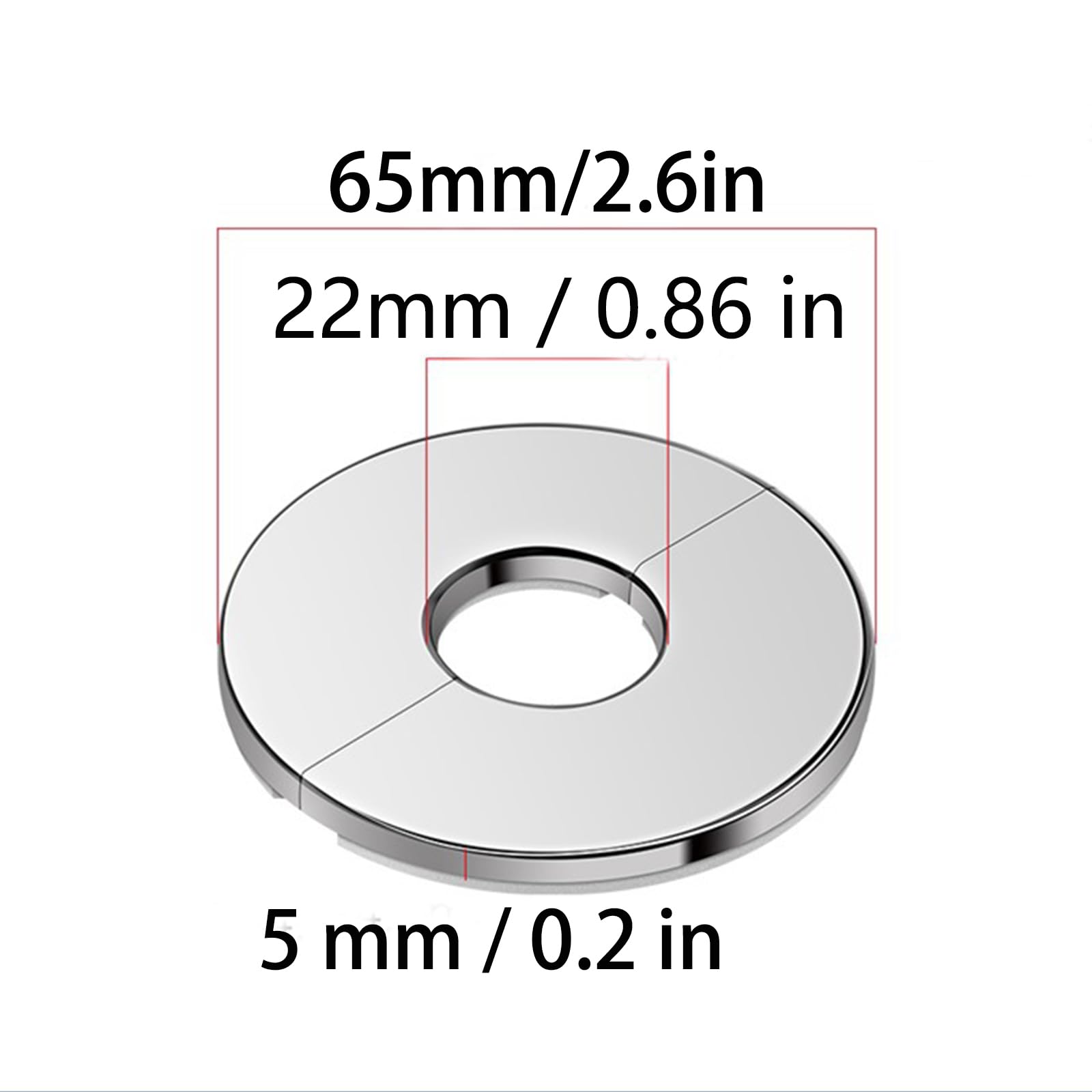 Faucet Escutcheons Stainless Steel Round Escutcheon Plate 1 Inch, Split Flange Plumbing Cover Plates (Silver-22mm, 4 pieces)