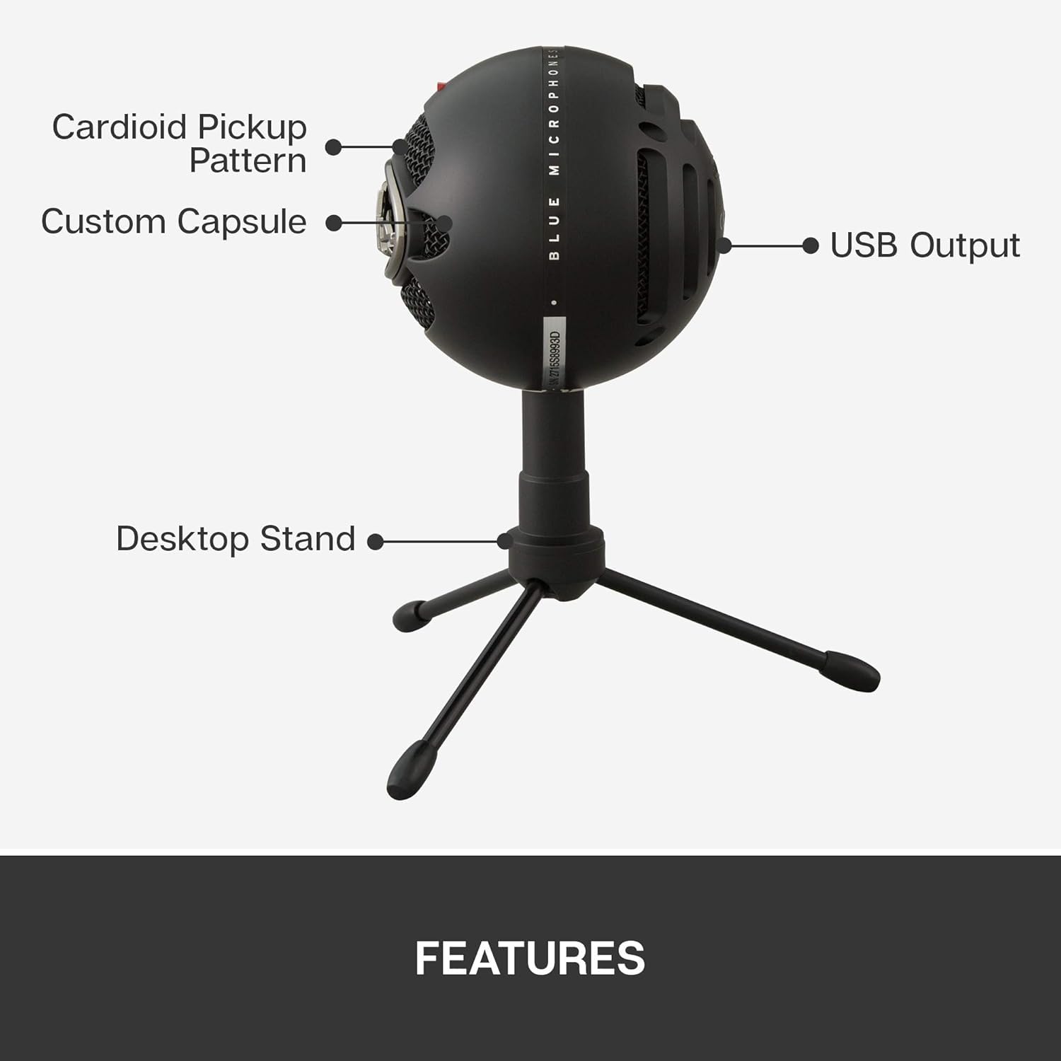 Logitech for Creators Blue Snowball iCE USB Microphone - Black (Renewed)