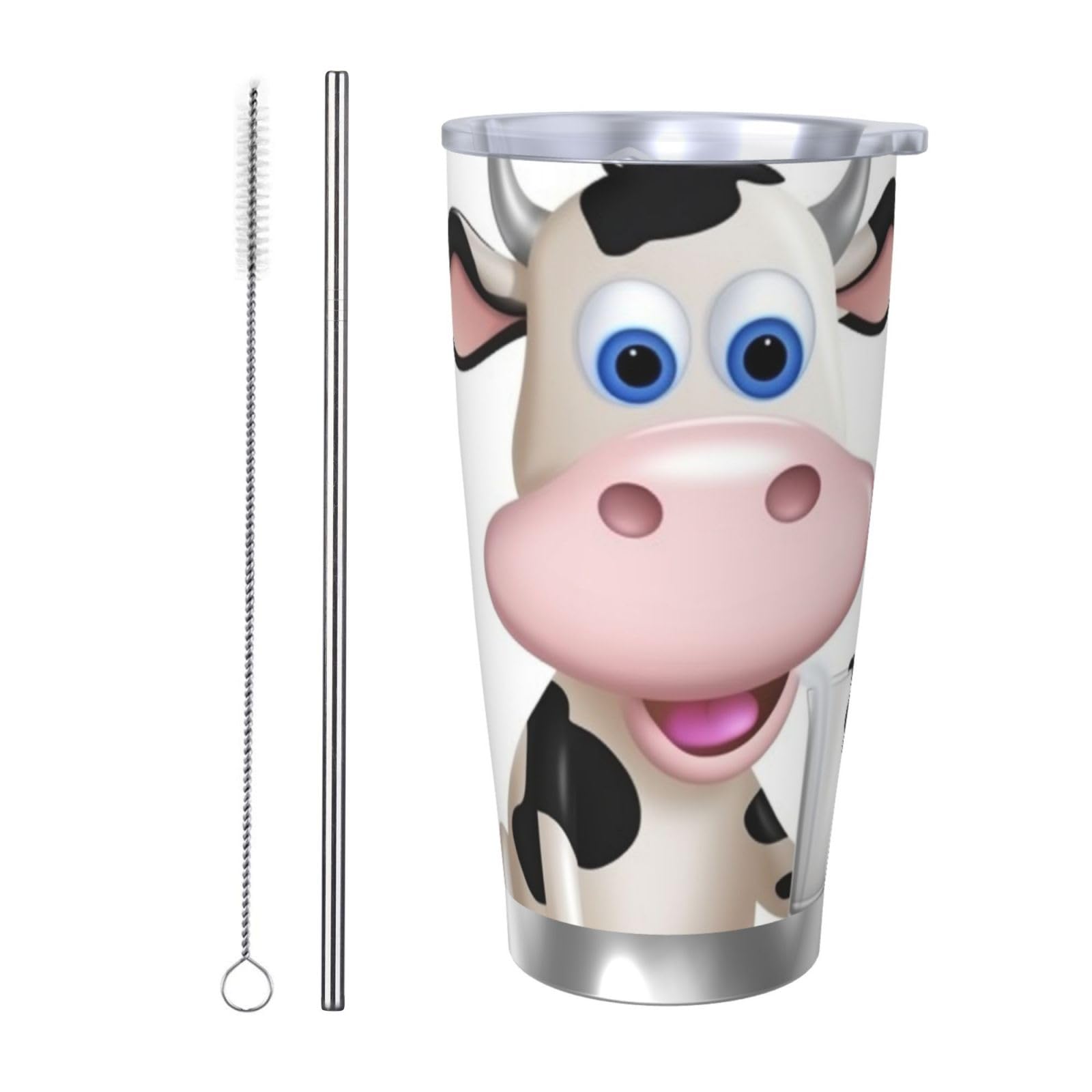GDSHJKLW Cartoon Milk Cow Tumbler With Lid And Straw 20oz Stainless Steel Leakproof Travel Coffee Mug Double Wall Insulated Cup Gifts For Women Home Office