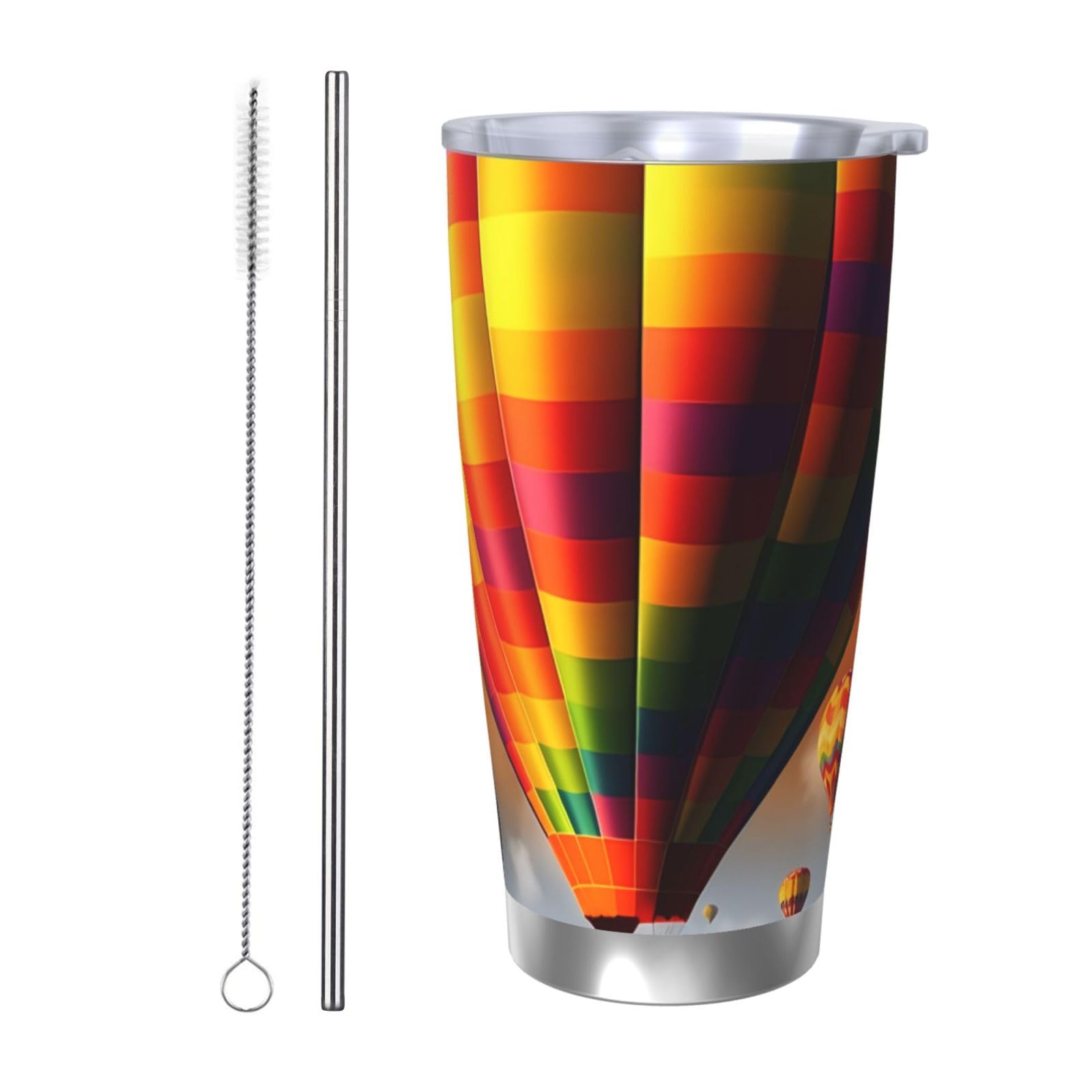 GDSHJKLW Hot Air Balloons Tumbler With Lid And Straw 20oz Stainless Steel Leakproof Travel Coffee Mug Double Wall Insulated Cup Gifts For Women Home Office