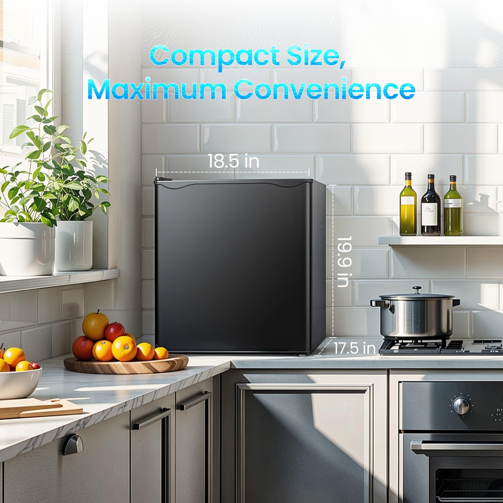 Anypro 1.84 Cu.Ft Fridge with Freezer, Single Door Refrigerator with 5 Level Temperatures and Adjustable Shelves, Energy Saving, Low Noise for Dorm, Office, Bedroom, Black