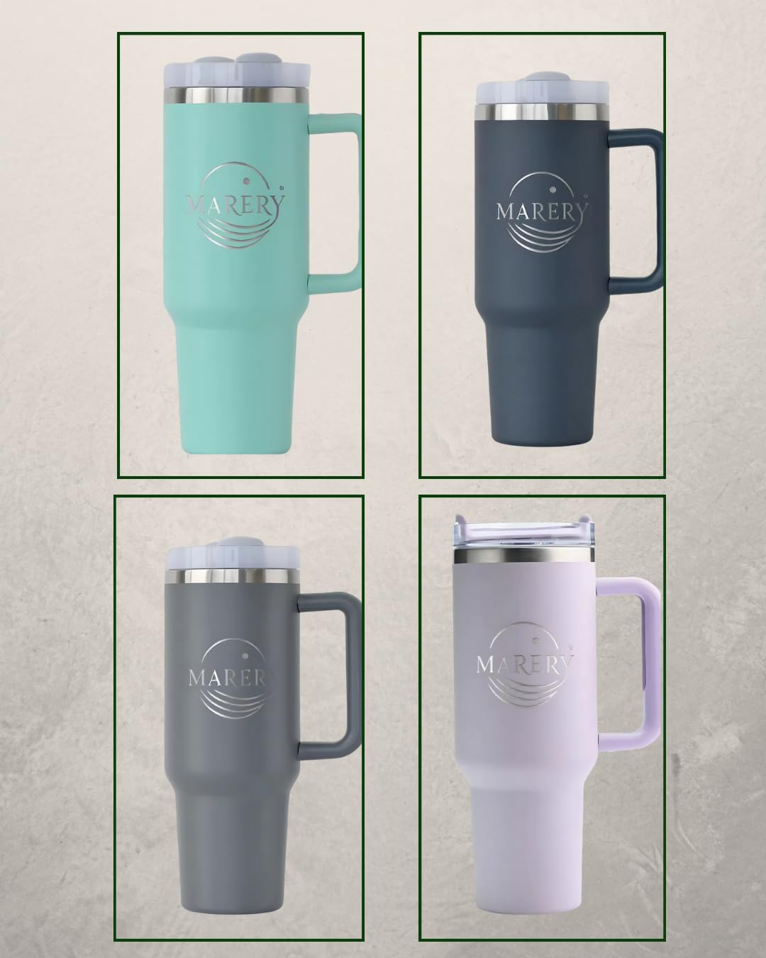 40 oz Tumbler with Handle and Straw, Vacuum Insulated Stainless Steel Travel Mug, Leak-Proof Iced Coffee Cup, Keeps Drinks Cold or Hot, Cupholder Friendly, Suitable for Gift (Charcoal)