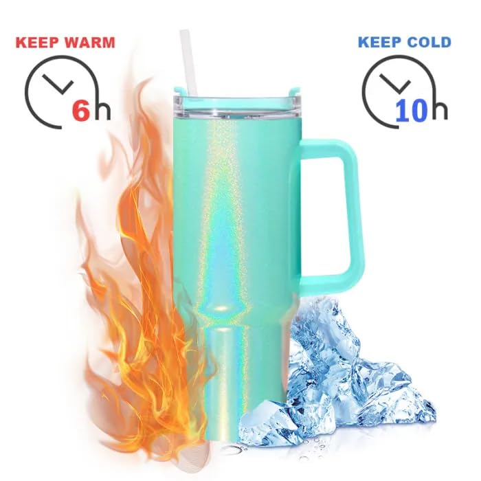 Icesip 20 Pcs 40 oz Sublimation Tumbler Blank Stainless Steel Tumblers Sublimation Cups With Mix Color Handle Travel Mug Bulk DIY Gift