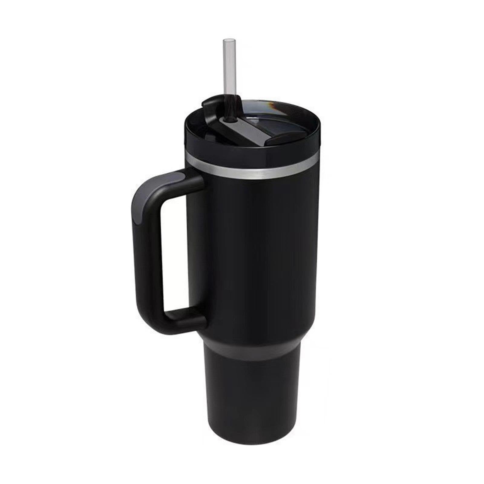 Caibomaoyi Tumbler with Handle and Straw | Cup Holder Compatible for Car | Insulated Stainless Steel Cup | Travel cup | BPA-Free | (black, 30 oz)