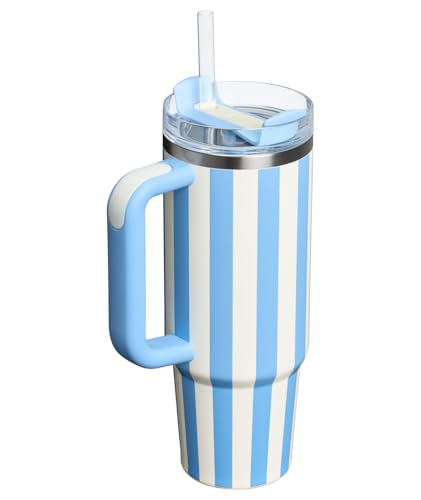 Stanley Quencher H2.0 Tumbler with Handle and Straw 30 oz | Flowstate 3-Position Lid | Cup Holder Compatible for Travel | Insulated Stainless Steel Cup | BPA-Free | Cornflower Cabana Gloss