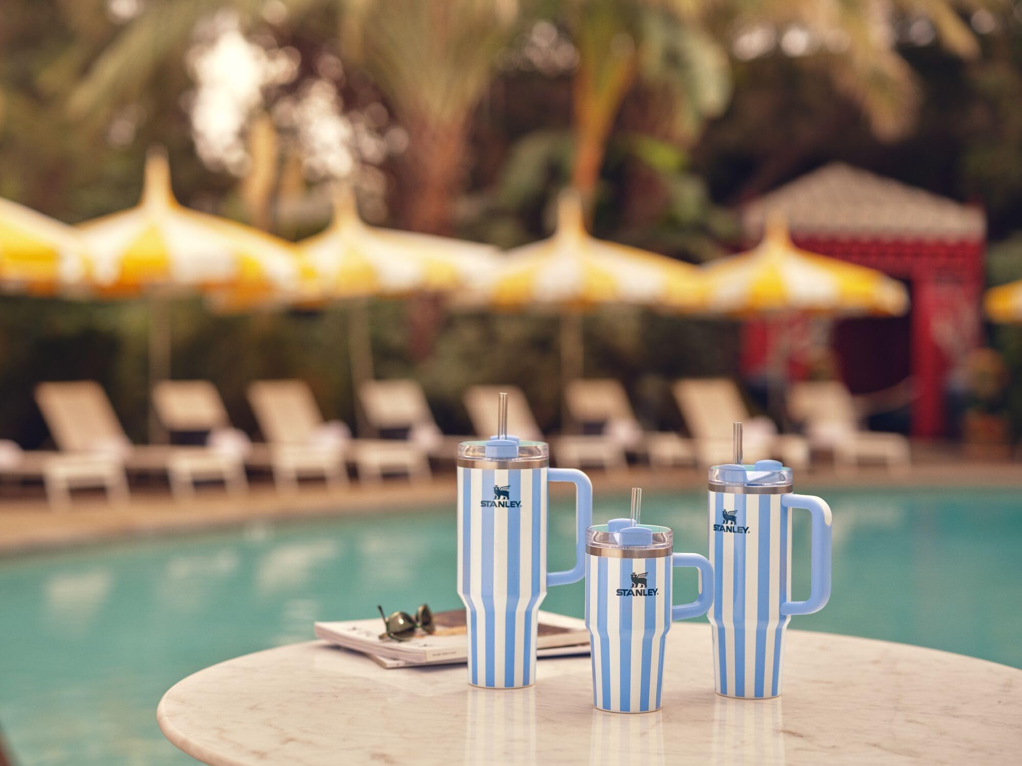 Stanley Quencher H2.0 Tumbler with Handle and Straw 30 oz | Flowstate 3-Position Lid | Cup Holder Compatible for Travel | Insulated Stainless Steel Cup | BPA-Free | Cornflower Cabana Gloss