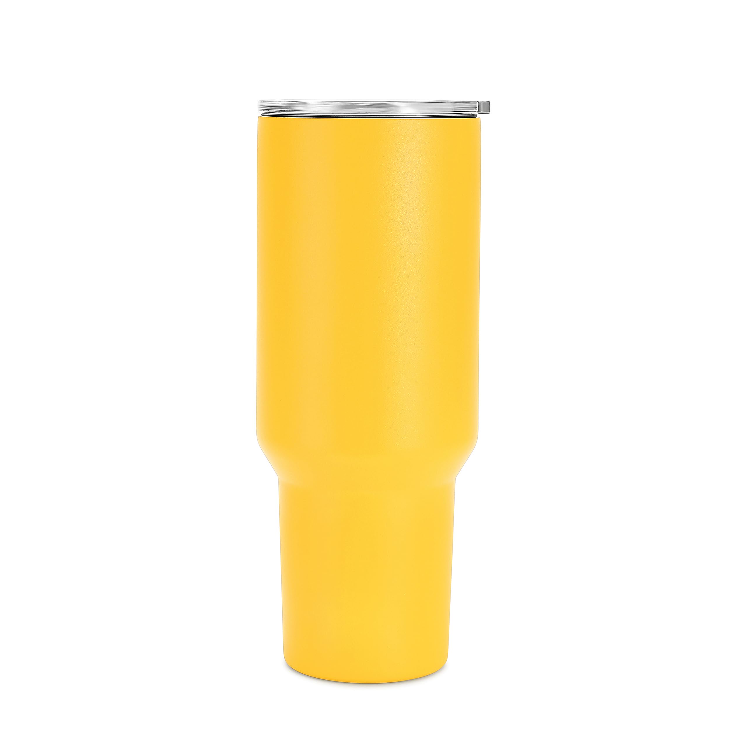makerflo 40oz Yellow Powder Coated Tumbler Pack of 1 with Upgrade Handle Option, Includes a Sliding Splash, Leak Proof Lid, Ideal for Craft and Personalization (Laser Engraving, UV DTF, Epoxy, Vinyl)