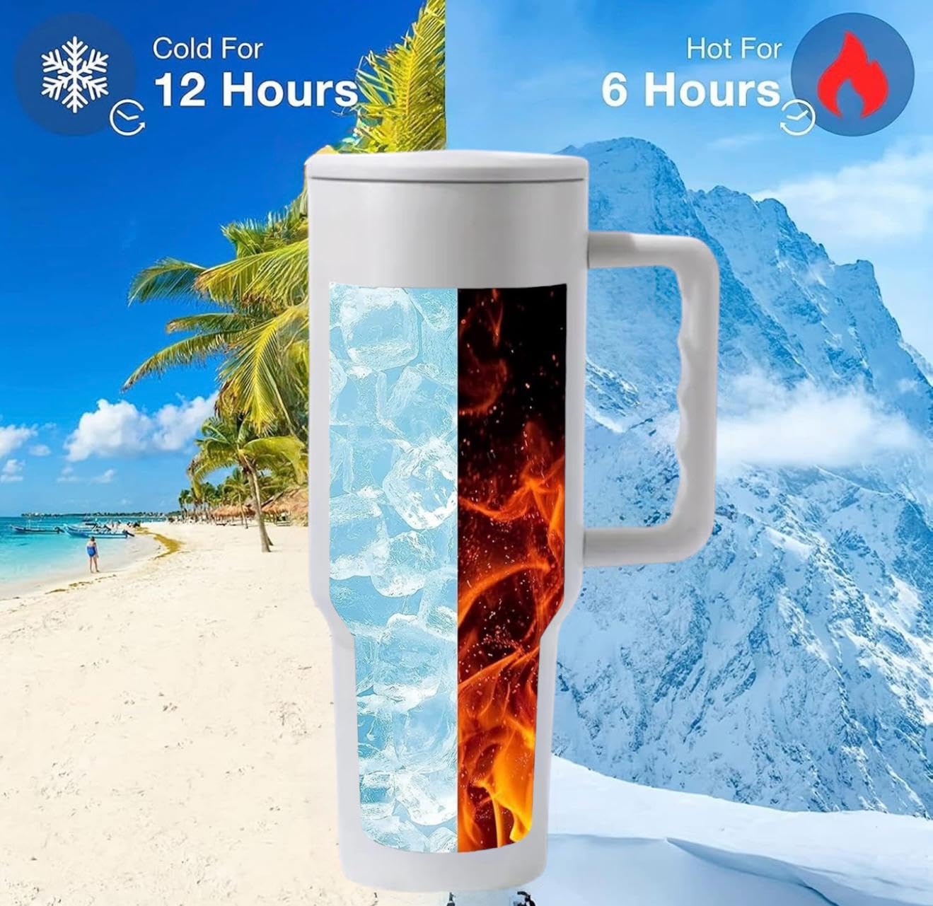 Kiki New York 40 oz Tumbler with Handle and Straw Lid, Insulated tumblers Cup friendly design, Keeps Drinks Cold or Hot with Insulated cups, Reusable Water bottle with straw, Perfect Gifts