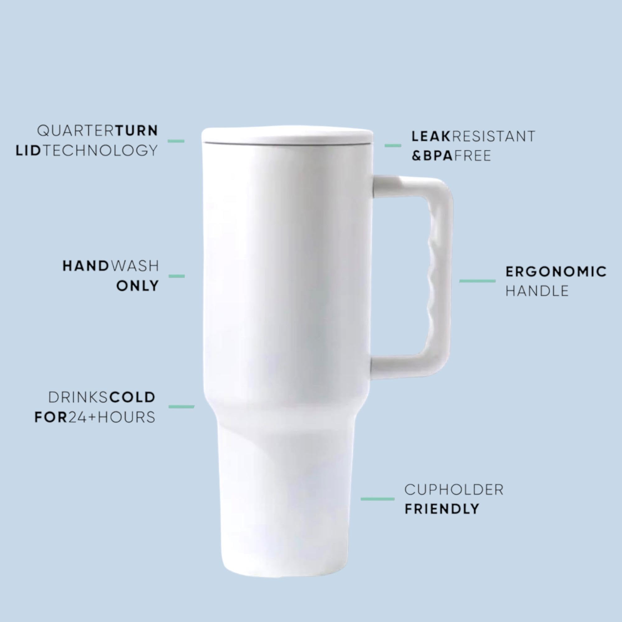 Kiki New York 40 oz Tumbler with Handle and Straw Lid, Insulated tumblers Cup friendly design, Keeps Drinks Cold or Hot with Insulated cups, Reusable Water bottle with straw, Perfect Gifts
