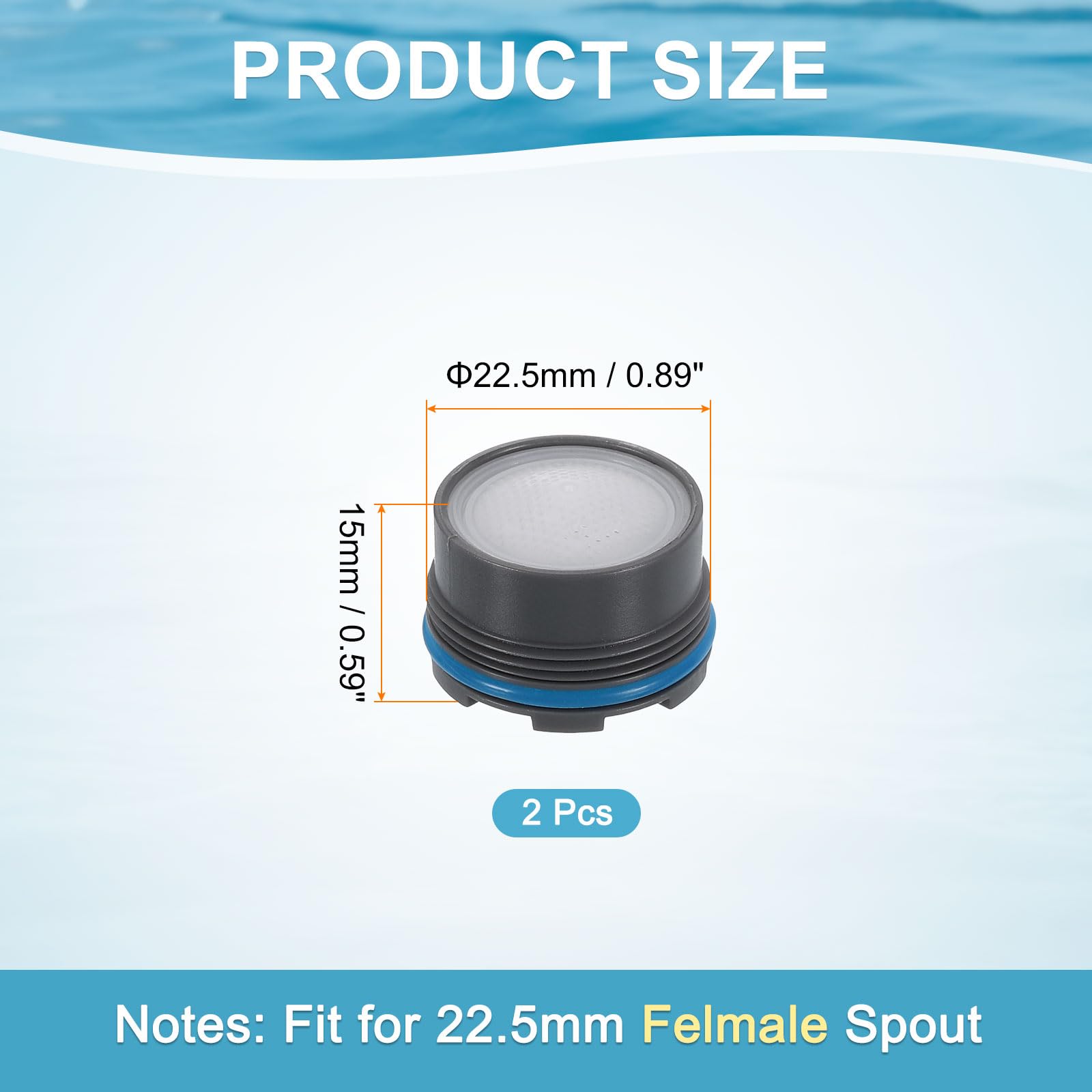 uxcell 2Pcs Faucet Aerator, 22.5mm Flow Restrictor Insert Faucet Aerators Replacement Parts Sink Faucet Flow Restrictor for Bathroom Kitchen, Blue