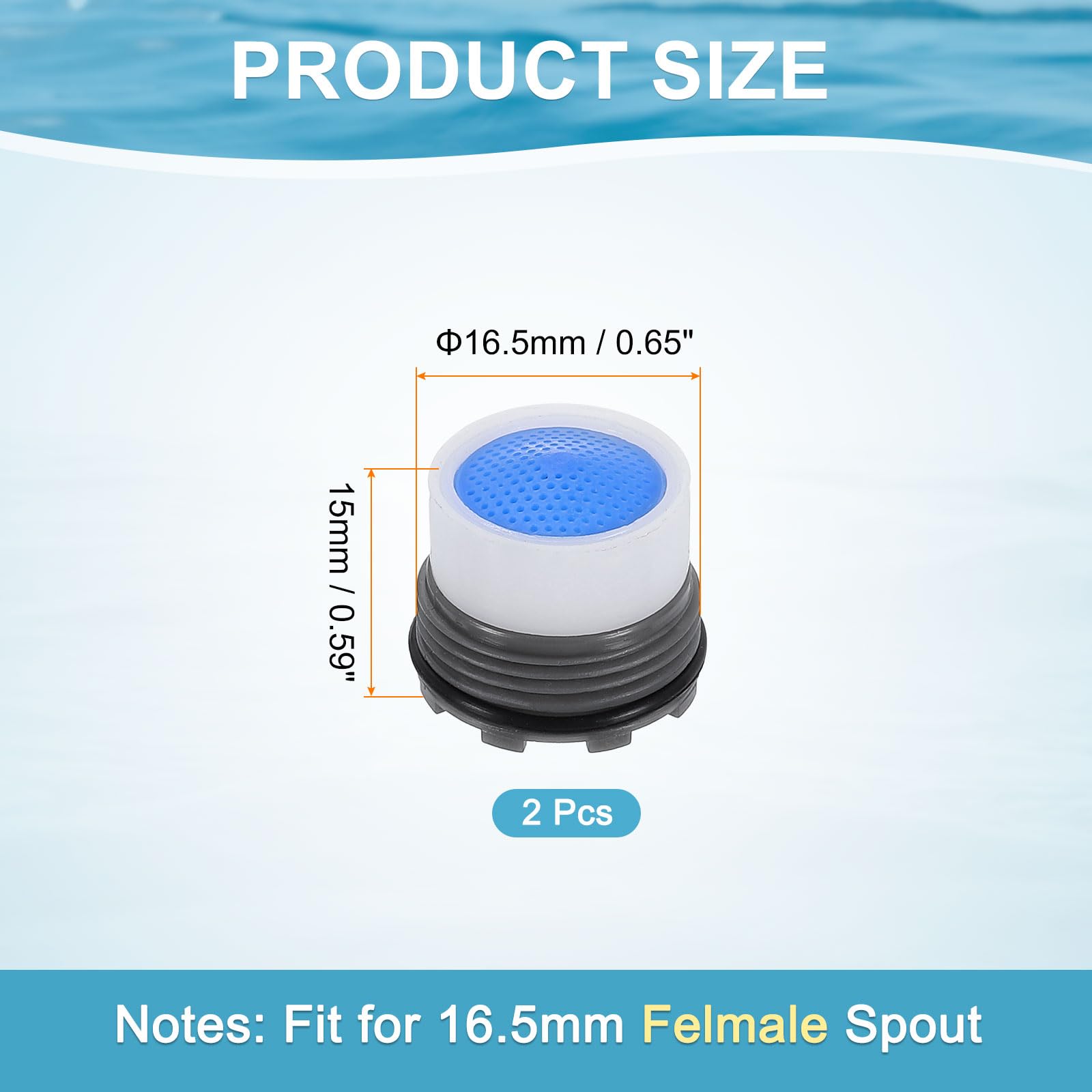 uxcell 2Pcs Faucet Aerator, 16.5mm Flow Restrictor Insert Faucet Aerators Replacement Parts Sink Faucet Flow Restrictor for Bathroom Kitchen, Blue