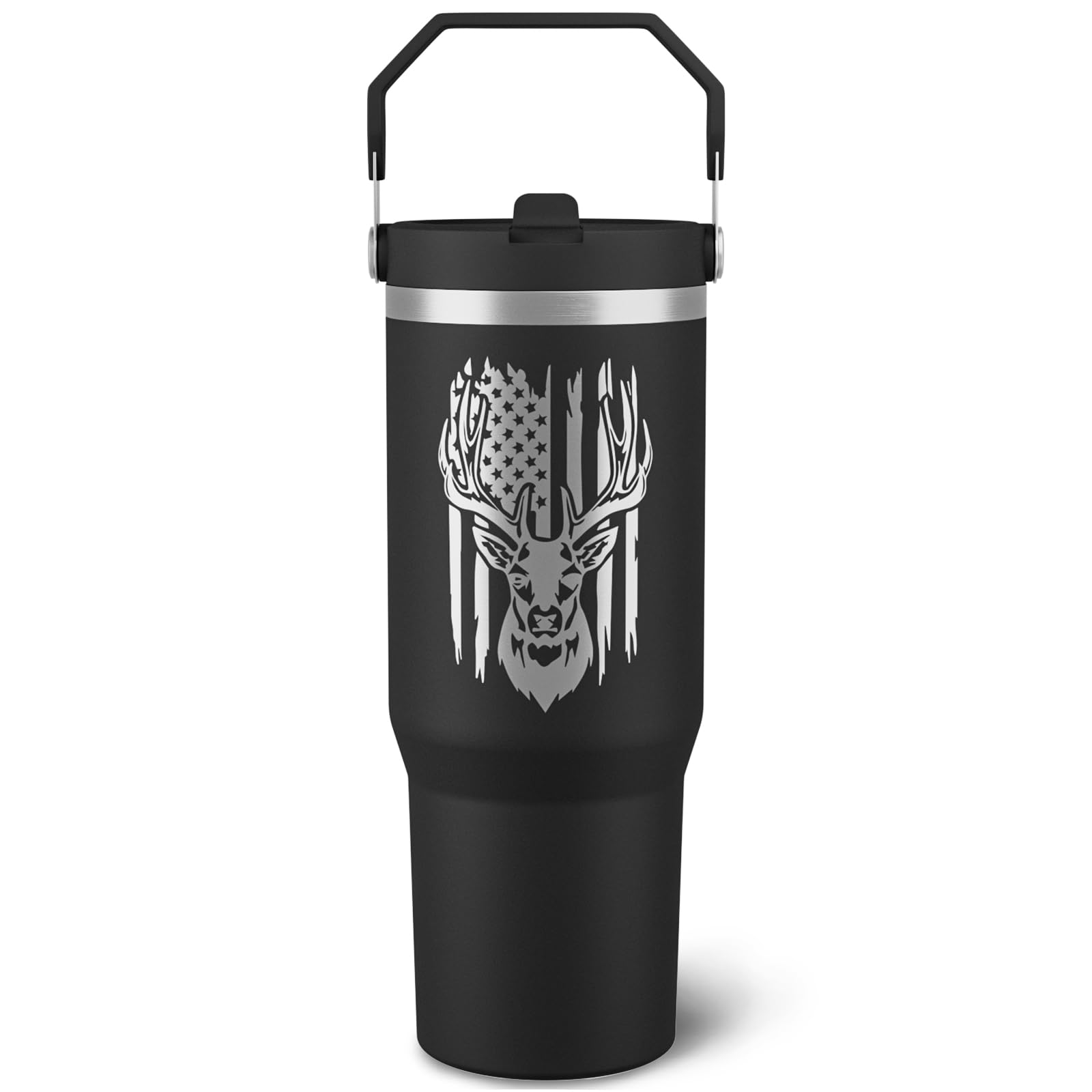 qchdln Hunting Gifts For Men - Cool Deer Coffee Mug - 30oz Insulated Hunting Tumbler with Handle - Fathers Day,Birthday,Christmas Gifts for Dad,Grandpa,Husband,Uncle