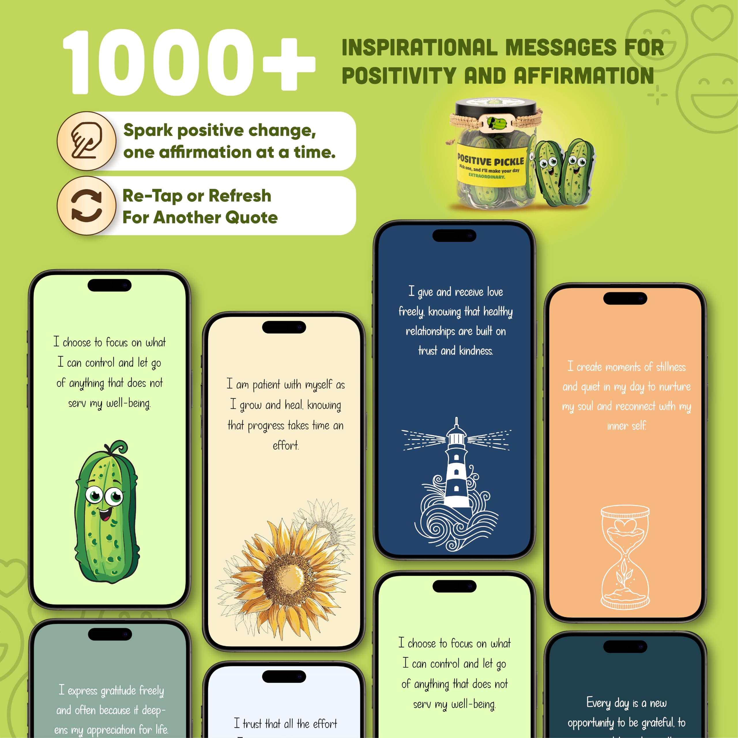 60 Positive Pickle Cards, Affirmation Cards For Women, Mom and Teens, Pickle Gifts, Fun Gifts, Inspirational Gifts For Women, Mothers Day Gifts for Mom from Daughter Son, Teen Girl Gifts Trendy Stuff