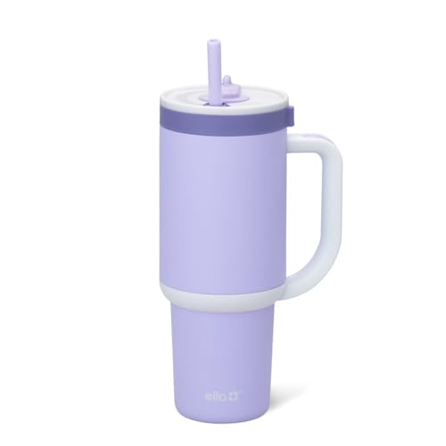 Ello Oasis 30 oz Tumbler with Handle & Retracting Straw | Reusable Insulated Stainless Steel Cup 100% Leakproof, Gifts for Teens Women Men | Keeps cold for 20 Hours, Cup Holder Friendly, Twilight