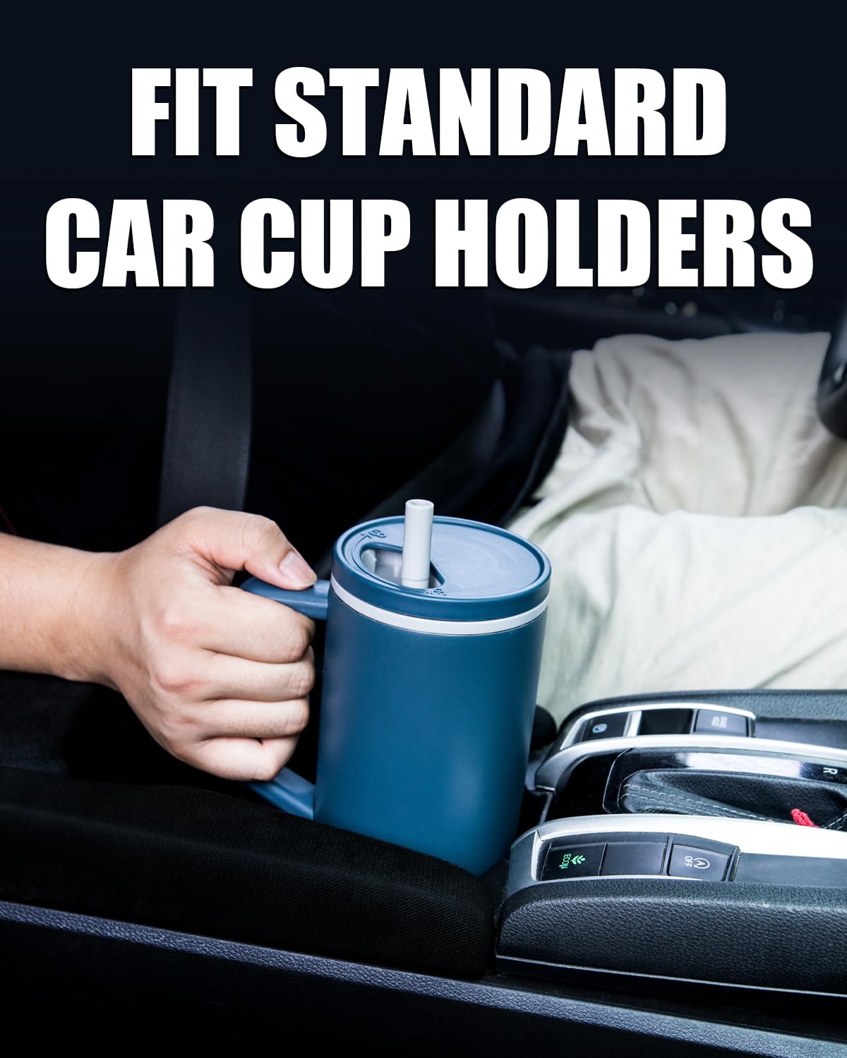 KISSKIND 40 oz Tumbler with Handle and Straw Lid, 100% Leakproof Insulated Cup Travel Coffee Mug Water Bottle, 2 Pcs