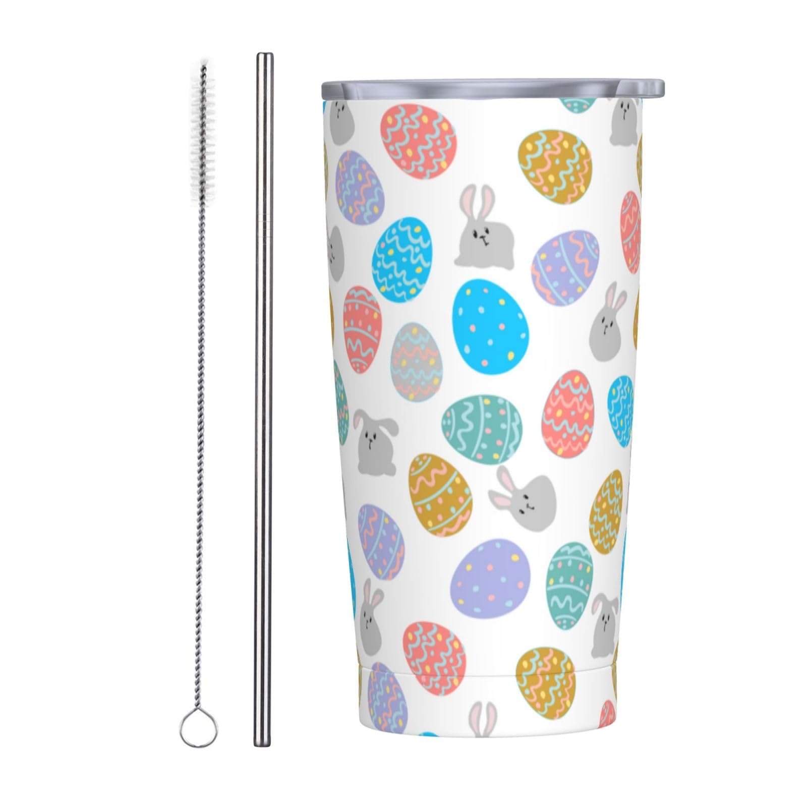 CHASOEA Easter Tumbler 20oz Bunny Rabbits Stainless Steel Insulated Tumblers with Lid and Straw Easter egg Travel Coffee Mug Tea Wine Cups Water Bottle Holiday Gifts for Women