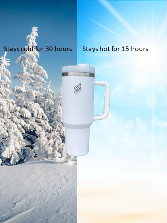 Skardu Insulated 40oz Stainless Steel Tumbler with Handle, Straw, and 2-in-1 Lid, Travel Mug (bayleaf green)