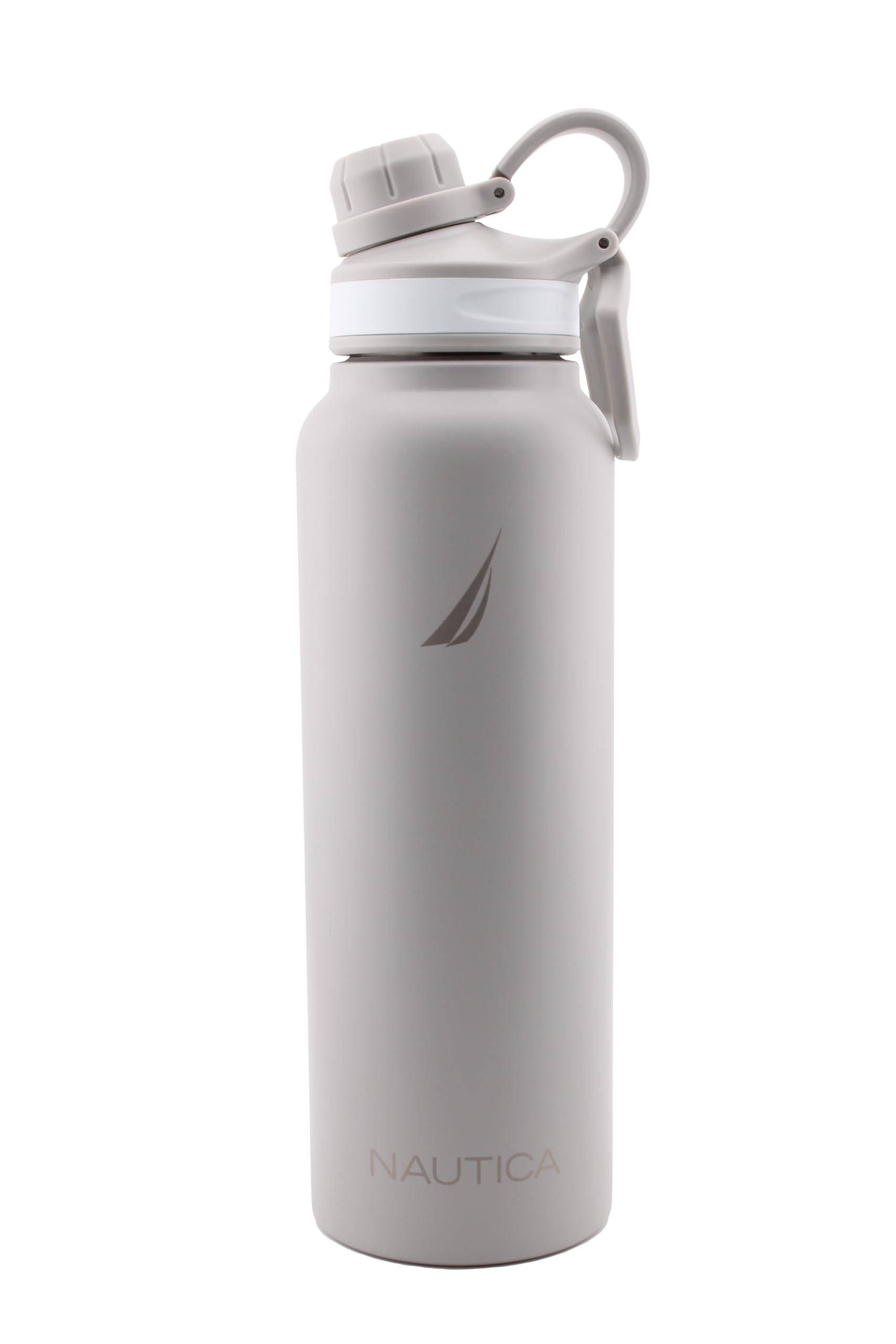 NAUTICA Double Wall Stainless Steel Tumbler With Screw-On Cap, 40 oz Cold And Hot Drink (Grey)