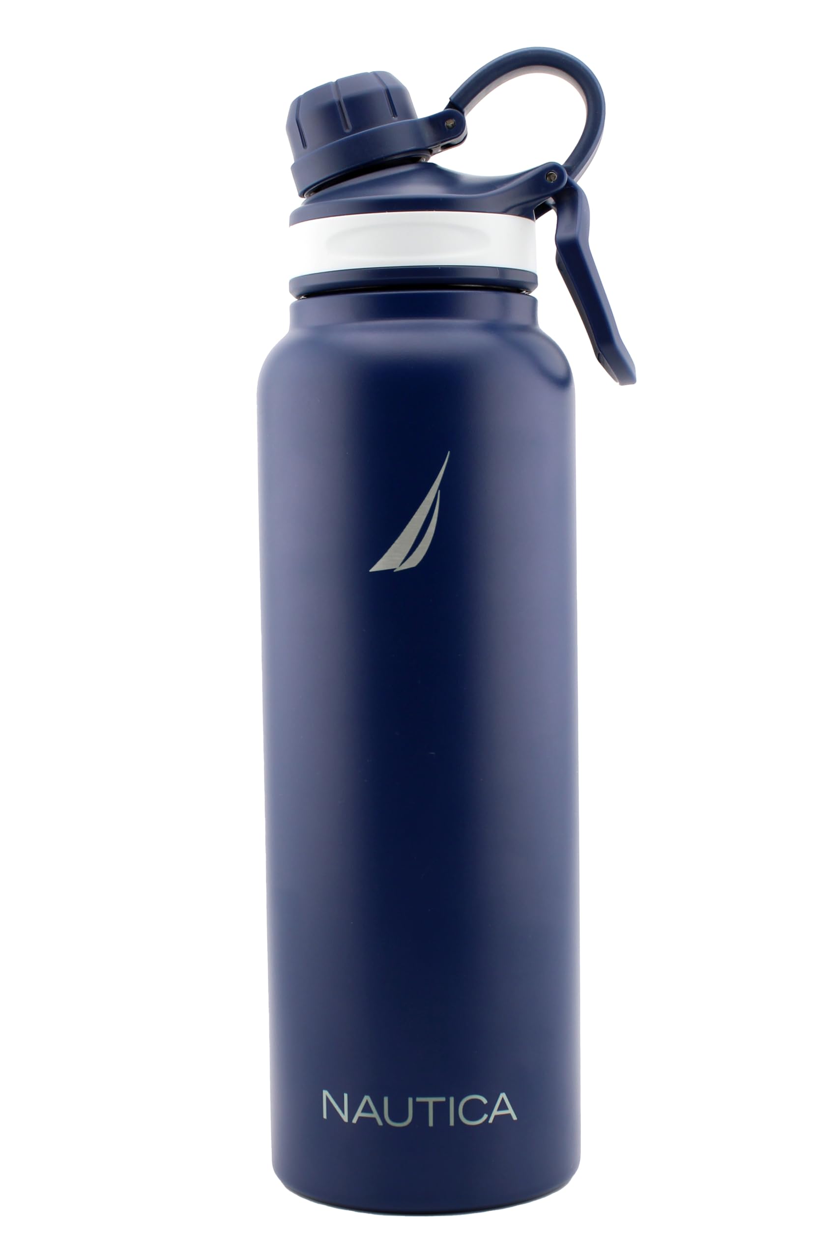 NAUTICA Double Wall Stainless Steel Tumbler With Screw-On Cap, 40 oz Cold And Hot Drink (Navy)