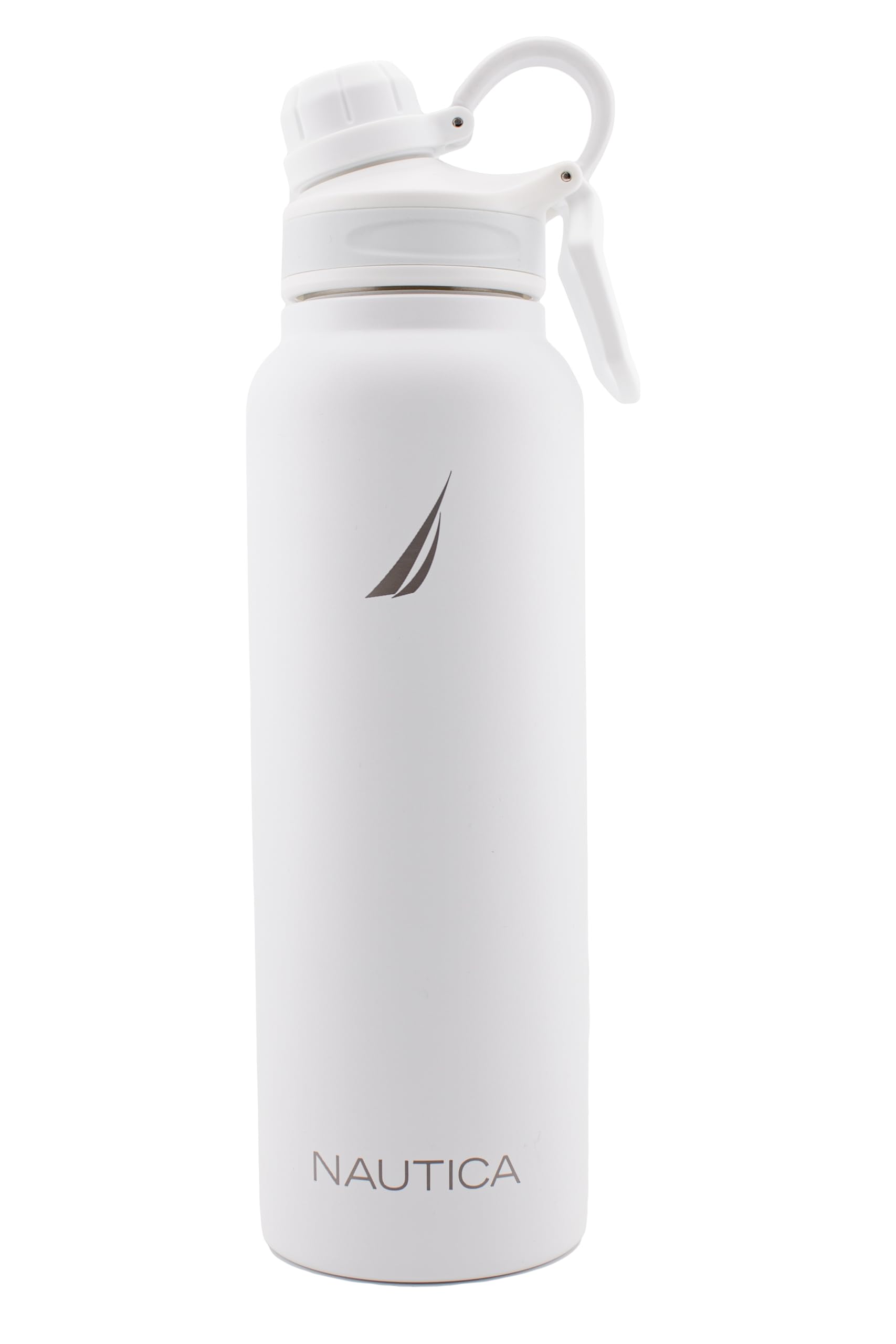 NAUTICA Double Wall Stainless Steel Tumbler With Screw-On Cap, 40 oz Cold And Hot Drink (White)