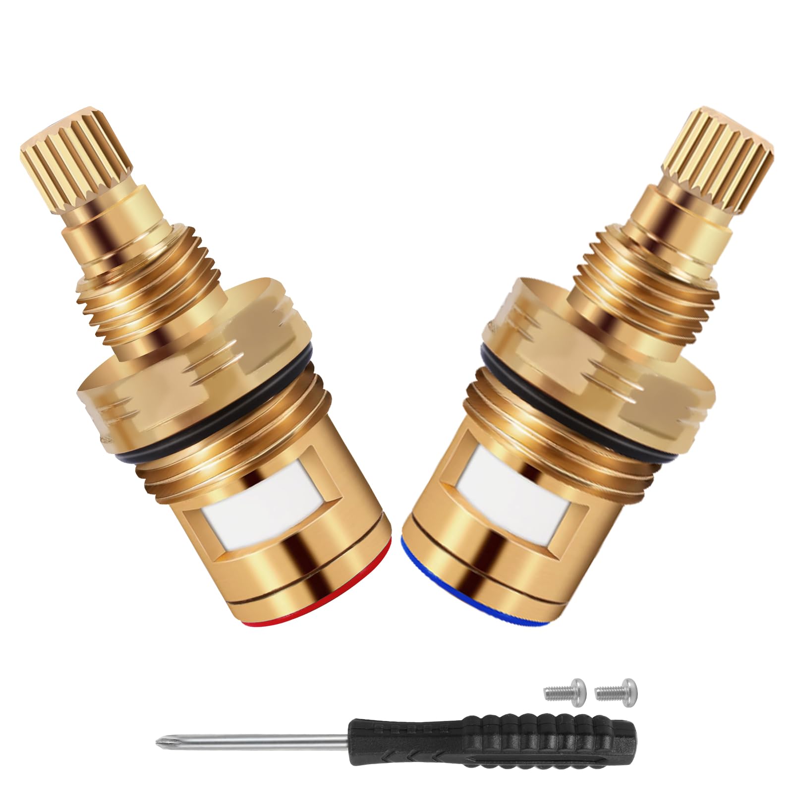 Brass KSRPL3200HC&Brass KSRPL3200CC Ceramic Cartridge Replacement Parts Set, Compatible With CC Basin Faucet Cold Ceramic Cartridge & Hot Ceramic Cartridge, 2-1/8"