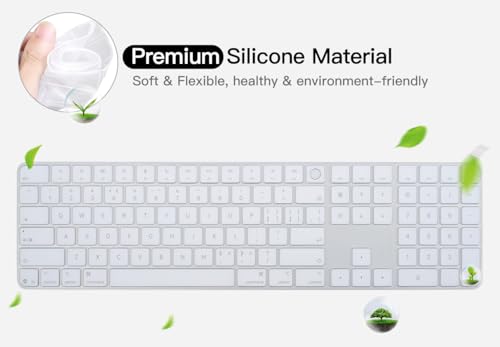 Keyboard Cover Skin for 2024 New Magic Keyboard with Touch ID and Numeric Keypad Model A3119 Ultra Thin Keyboard Protector, 2024 Magic Keyboard Accessories, Clear